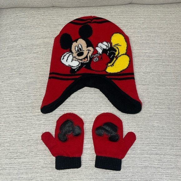 Disney | Accessories | Disney Mickey Mouse Hat Mittens Set Toddler Size ...